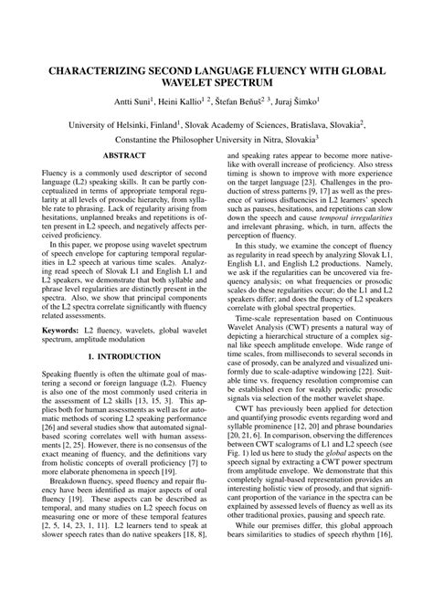 Pdf Characterizing Second Language Fluency With Global Wavelet Spectrum