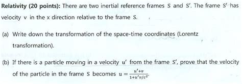 Solved Relativity Points There Are Two Inertial Chegg