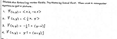Solved 1 Sketch The Following Vector Fields Try Them By