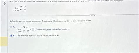 solved use properties of limits to find the indicated limit