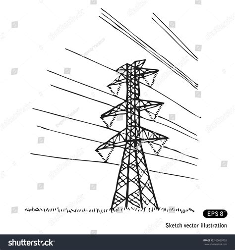 Power Lines Hand Drawn Sketch Illustration Stock Vector Royalty Free Shutterstock