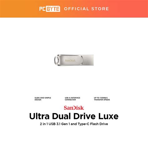 Sandisk Ultra Dual Drive Luxe Usb Type C Flash Drive Gb Gb Gb Gb Pcbyte Shopee