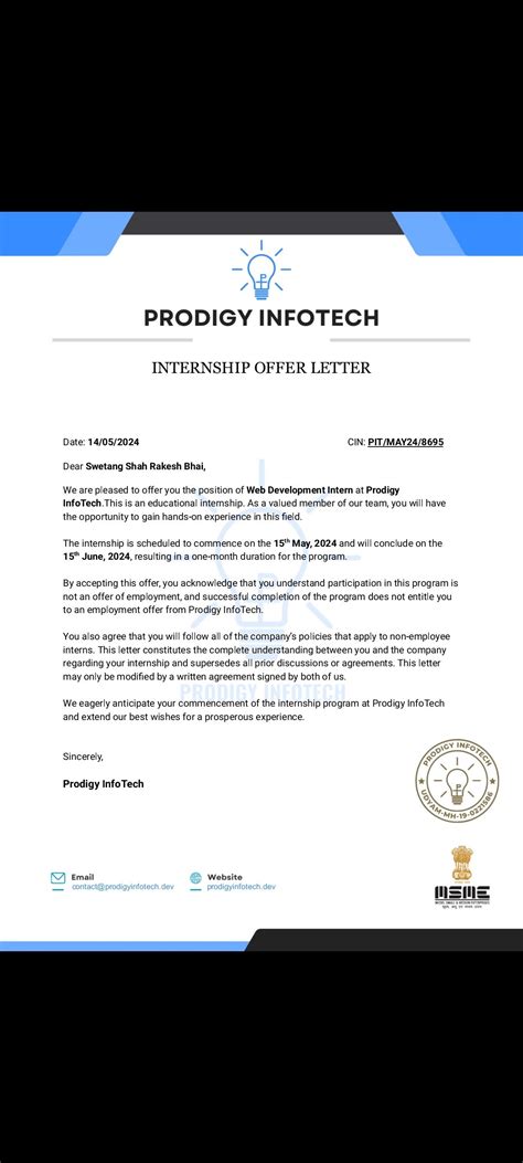Swetang Shah On Linkedin Newbeginnings Internship Prodigyinfotech