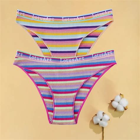 Vkme 여성용 심리스 컬러 스트라이프 레터 팬티 섹시한 로우 웨이스트 G 스트링 팬티 T 팬티 M Xl 속옷