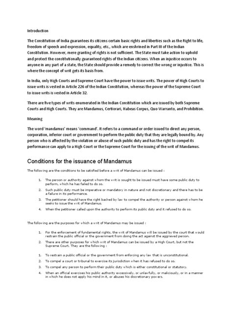 writ of mandamus pdf mandamus writ