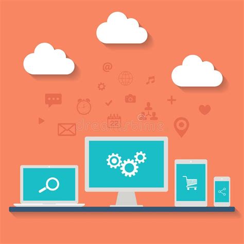 Desktop Computer Laptop Tablet And Smartphone With Update Screen Stock Vector Illustration