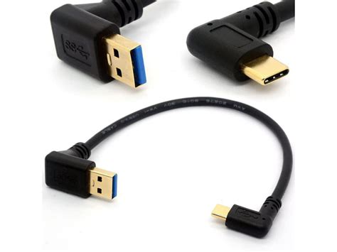 Degree USB To Type C Right Left Angled Male Cable Gold Plated USB C Extension Cord Data