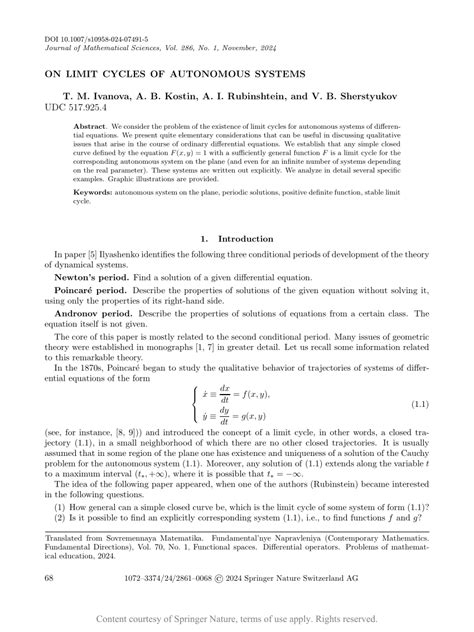 On Limit Cycles Of Autonomous Systems Request Pdf