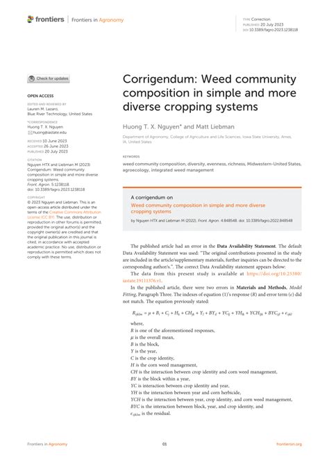 Pdf Corrigendum Weed Community Composition In Simple And More