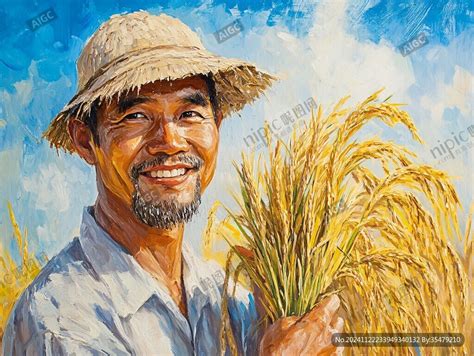Ai创作图稻穗油画 稻穗壁画 抱麦穗的农民秋收 抱麦穗的人 农民形象画 努力工作粮食系列作品 抱稻谷的农民 农民捧米手绘 稻谷爷爷 稻穗绘画 稻穗美术绘画 抱粮食的农民 水稻产品绘画 稻田油画