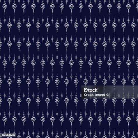 기하학적 인종 패턴 카펫 벽지 의류 포장 바틱 직물 옷 패션 벡터 일러스트 자수 스타일에 어두운 파란색 질감과 전통적인 배경 디자인 배경 주제에 대한 스톡 벡터 아트