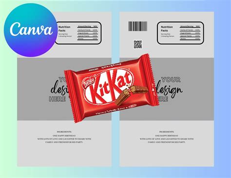 Blank Kit Kat Wrapper Templatecustom Diy Kit Kat Labelpersonalized Party Favorprintable Decor