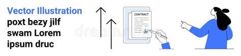 Business Contract Signing Process With Hand Signing Document And Woman Pointing Stock
