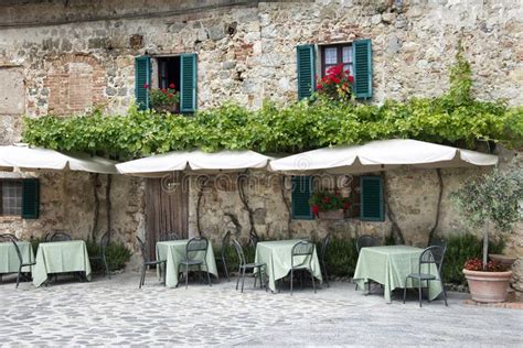Traditional Italian Restaurant In Monteriggioni Village Tuscany
