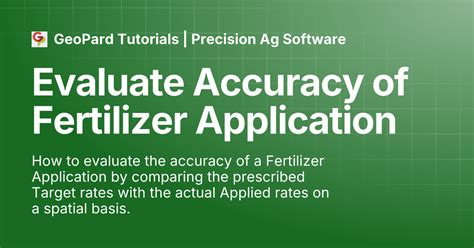 evaluate accuracy of fertilizer application geopard tutorials