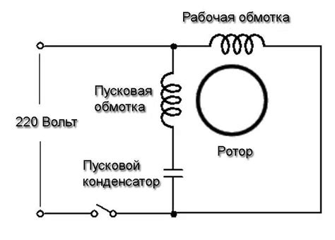 подключение однофазного двигателя через конденсатор схема