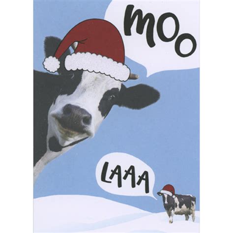 Moo Laaa Two Cows Wearing Santa Hats Funny Humorous Money Holder
