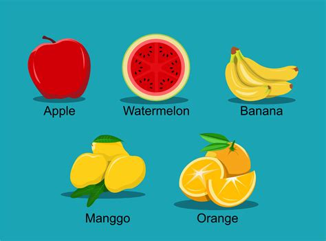 Illustration Of Watermelon Banana Mango Orange And Apple Fruit 25678074 Vector Art At Vecteezy