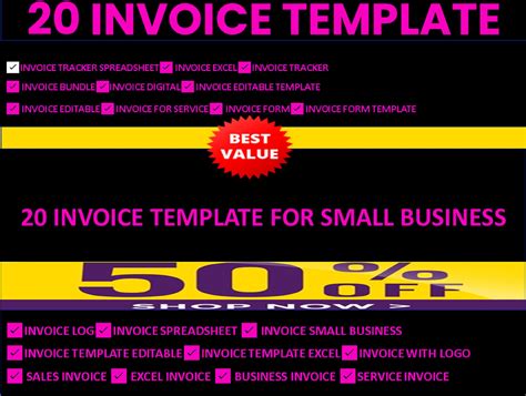 20 invoice template tracker spreadsheet excel invoice tracker bundle