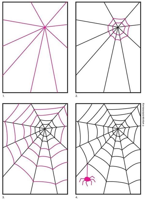 How To Draw A Spider Web Step By Step How To Draw Cobwebs Spider