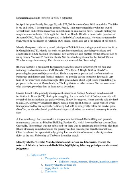 Equity Wk Tute Qs Marie Sainsbury Discussion Questions Covered In Week Tutorials In