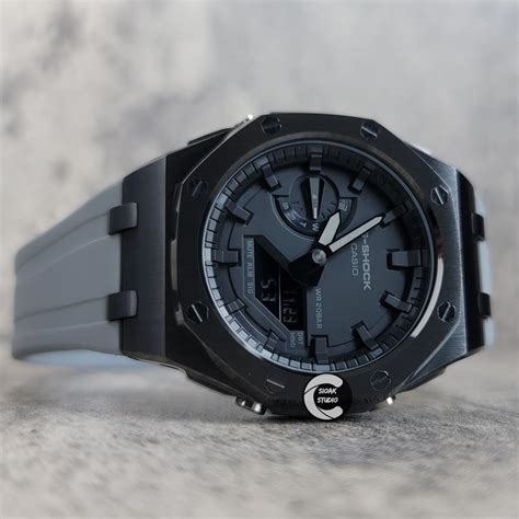 Casioak Mod Superior Black Case Black Strap Black Time Mark Etsy