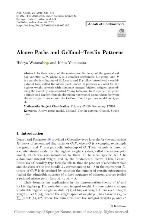 Alcove Paths And Gelfandtsetlin Patterns Request Pdf