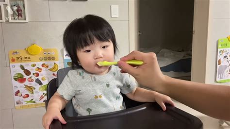 10개월 323일 아기의 후기 이유식 먹방 쇠고기 브로컬리 파프리카 당근 Youtube