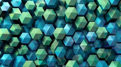 3d Rendering Of A Green And Blue Honeycomb Pattern The Hexagons Are Made Of A Textured Material