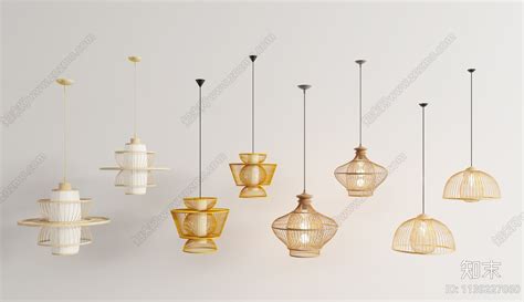 现代竹编吊灯3d模型下载【id1139227060】知末3d模型网