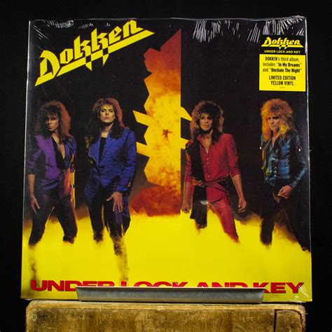 Dokken Under Lock And Key Lp Yellow Vinyl Black Shag Vintage