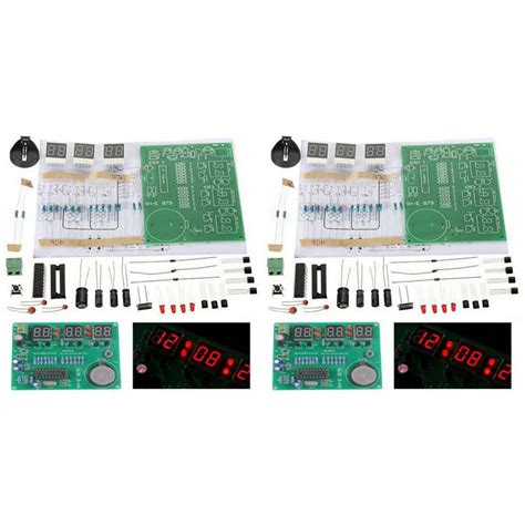 2 set at89c2051 6 digital led display electronic clock diy kit receiver