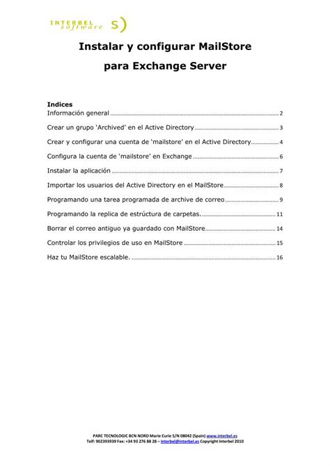 Pdf Instalar Y Configurar Mailstore · Crear Un Grupo ‘archived En El