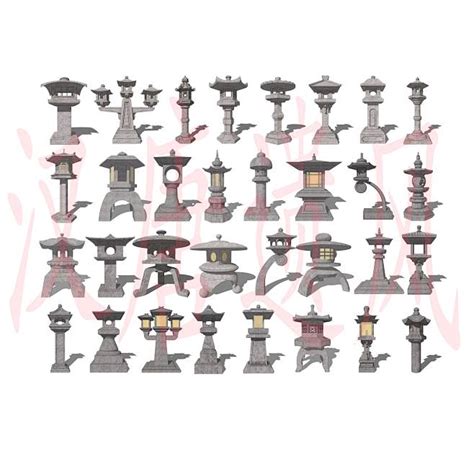 景观园林su中式石灯小品精选32种合集精细模型001 淘宝网