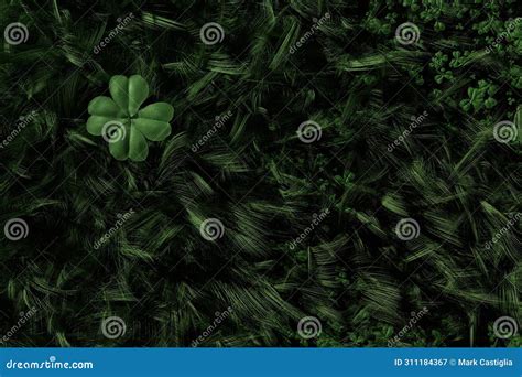 3d Render Of Four Leaf Clover Among Grass And Other Clover Stock