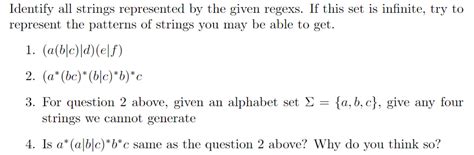 Solved Identify All Strings Represented By The Given Regexs