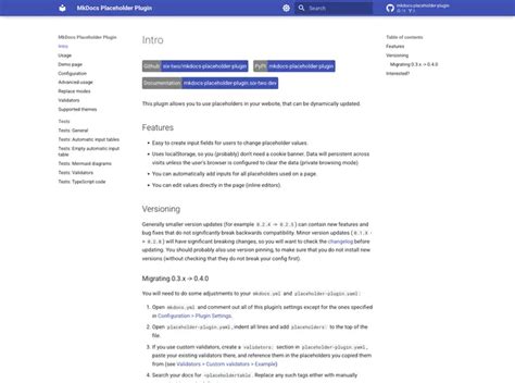 Mkdocs Placeholder Plugin By Six Two A Mkdocs Template Built At