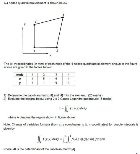 Solved A 4 Noded Quadrilateral Element Is Shown Below The