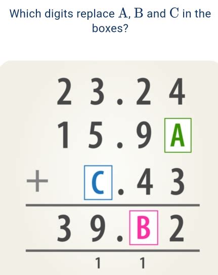 solved which digits replace a b and c in the boxes beginarrayr 23 24