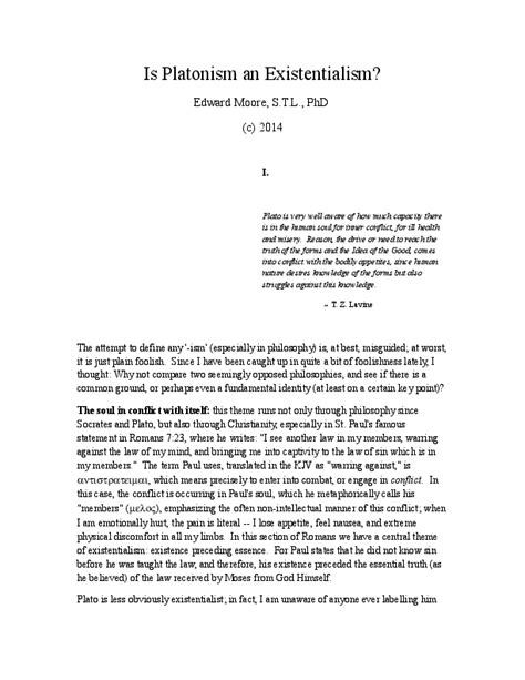 Is Platonism An Existentialism