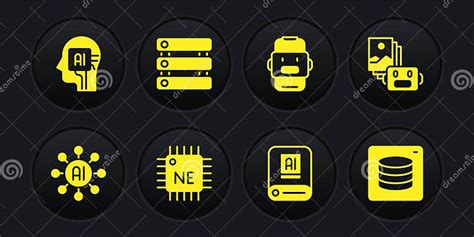 Set Neural Network Artificial Intelligence Robot Processor Cpu Ai Chat Server Data And