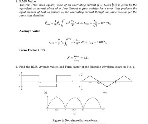 Solved 1 RMS Value The Rms Root Mean Square Value Of An Chegg Com