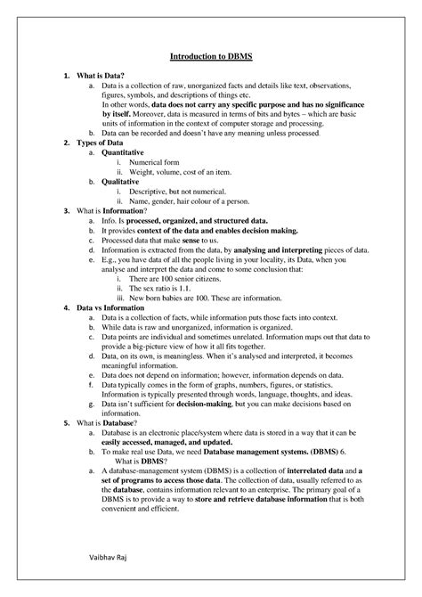 Dbms Notes Introduction To DBMS What Is Data A Data Is A Collection