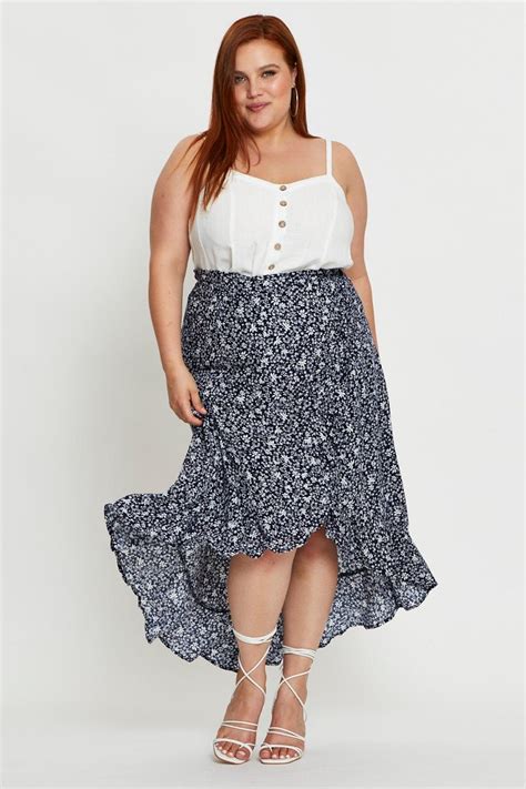Plus Size Floral Print Maxi Skirt High Low You All Shop Online