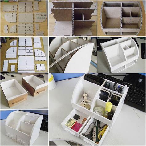 Diy Cardboard Desk Organizer With Drawers Affordable Art And Craft Ideas
