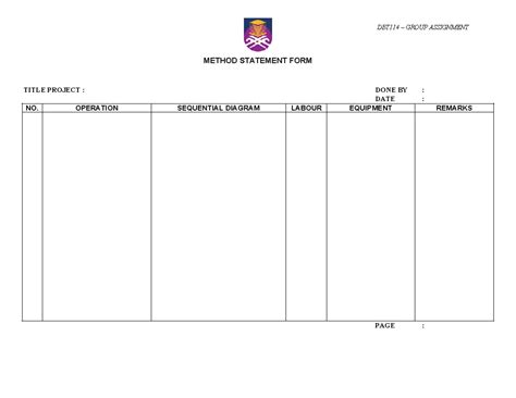 Method Statement Form Hehe Diploma In Building Technology Dbt114