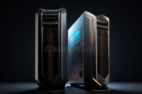 Black Gaming Computer With Colorful Lights In Dark Room Ai Generated Stock Illustration
