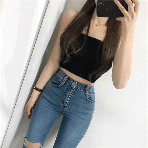 [캡내장] 오프숄더 탱크 튜브 크롭 탑 나시 에이블리