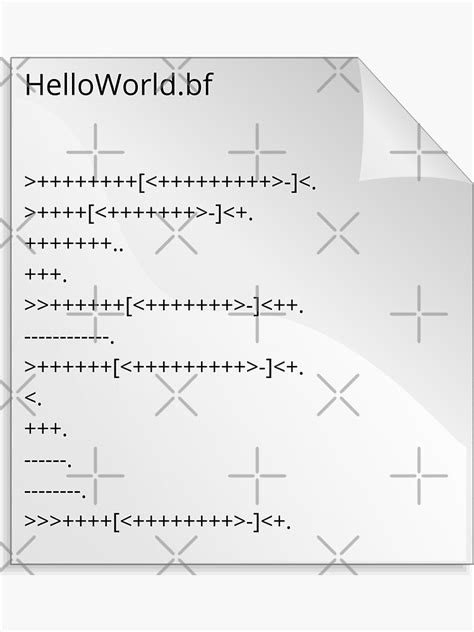 Hello World In Brainfuck Programming Language Sticker For Sale By Razaldo Redbubble