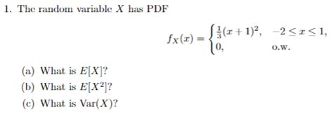 solved 1 the random variable x has pdf
